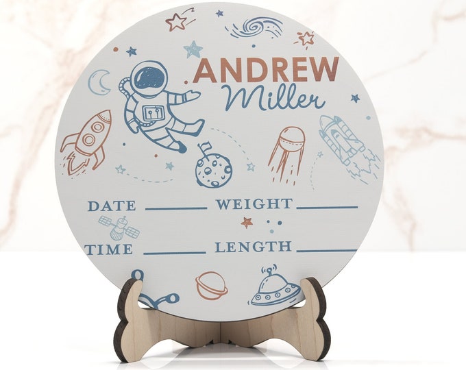 Personalized Space Theme Baby Name Announcement, Rocket Theme Baby Name ...