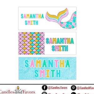 Mermaid Name Labels, Name Tag Stickers, Waterproof Labels for Kids ...