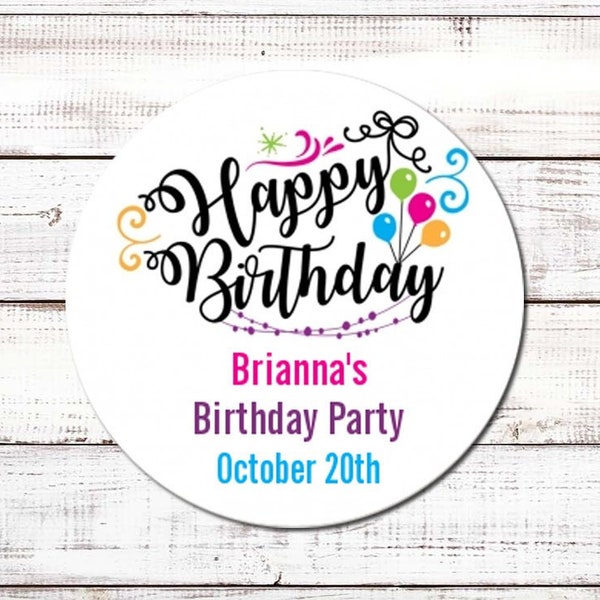 Happy Birthday Round Sticker - Etsy