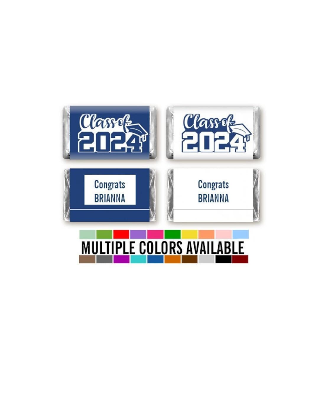 Class of 2024 Graduation Mini Chocolate Candy Bar Wrapper Labels ...