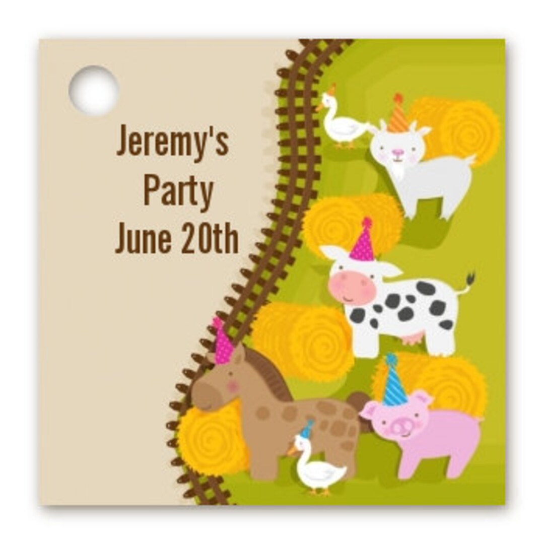 Petting Zoo Birthday Party Custom Favor Tags Set of 20 Farm Animals ...