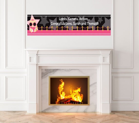 A Star Is Born Hollywood Black|Pink- Baby Shower Printed Banner ...