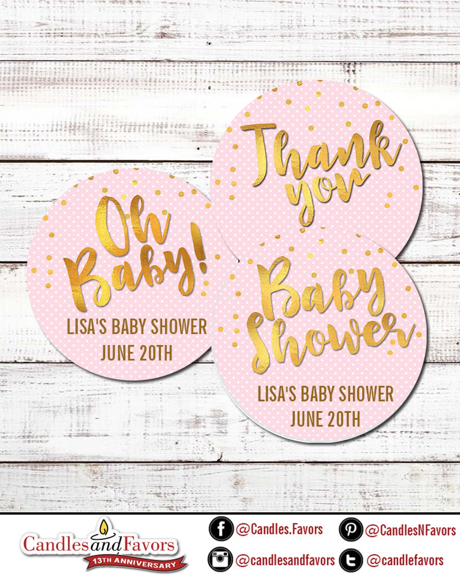 Oh Baby Pink Personalized Round Baby Shower Sticker Labels | Etsy
