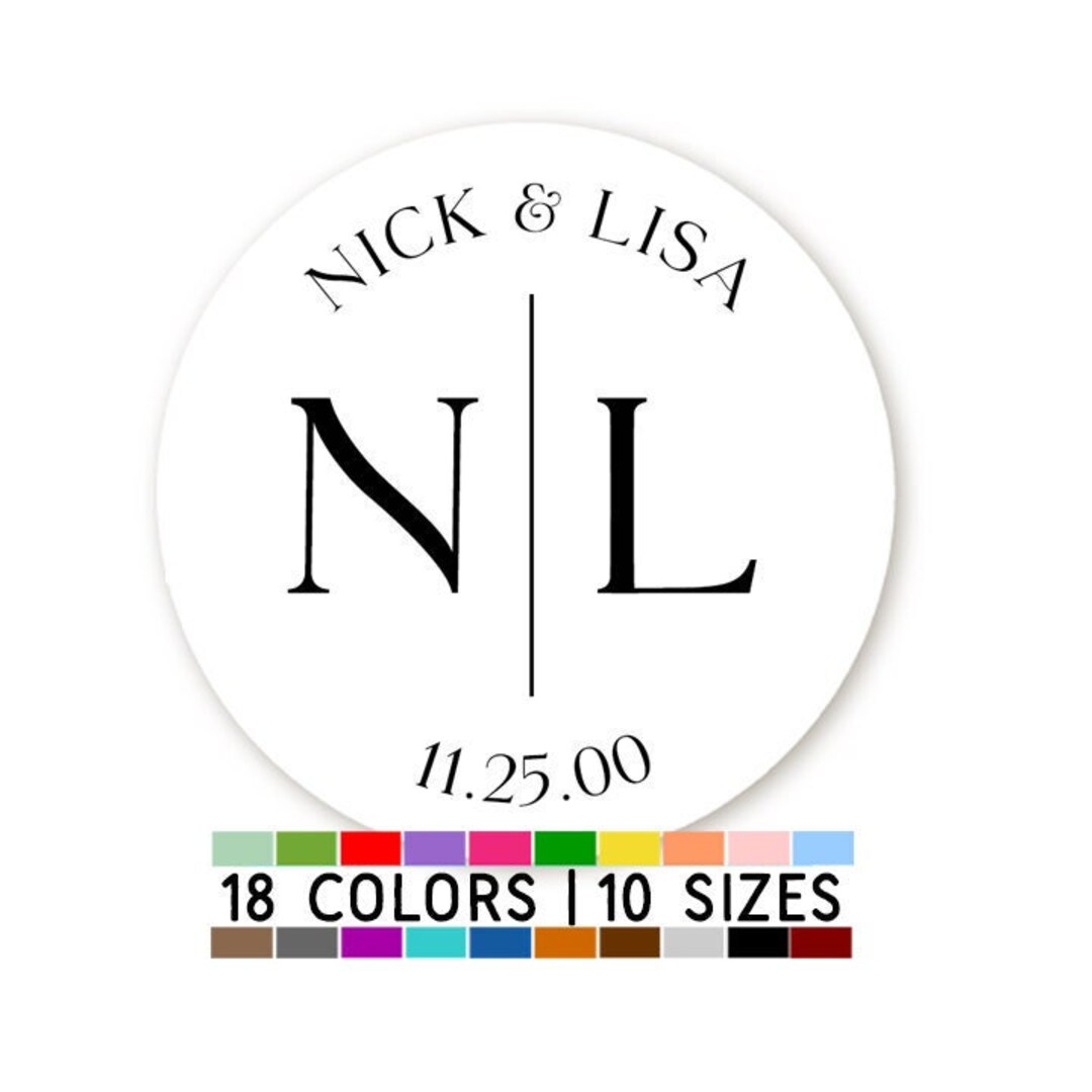 Wedding Couple Initial Stickers, Personalized Monogram Wedding Favor ...