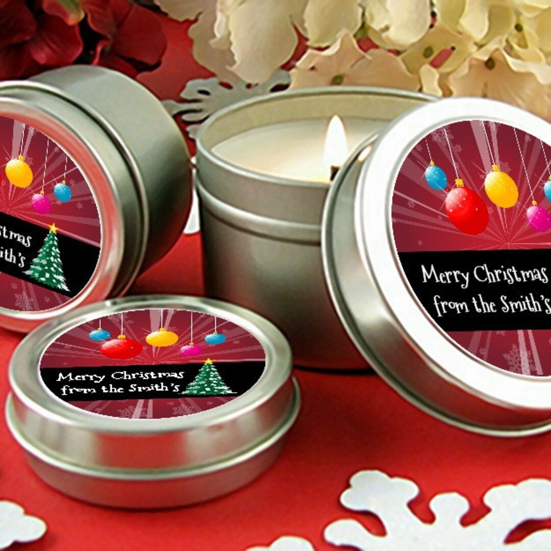 Merry and Bright Personalized Christmas Candle Favors Scented Candle in ...