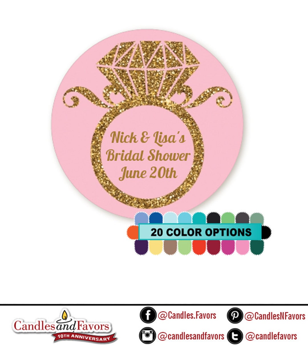 Engagement Ring Glitter Gold Bridal Shower Stickers, Thank You Stickers ...