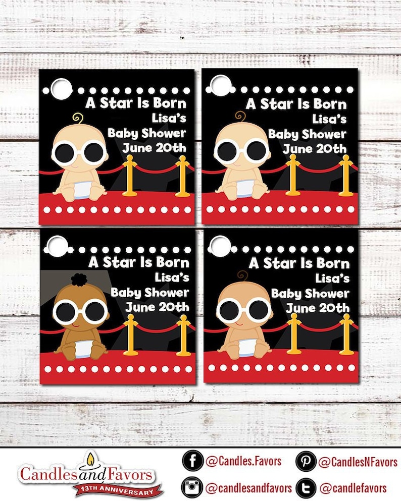 A Star Is Born Hollywood Baby Shower Custom Favor Tags Set | Etsy