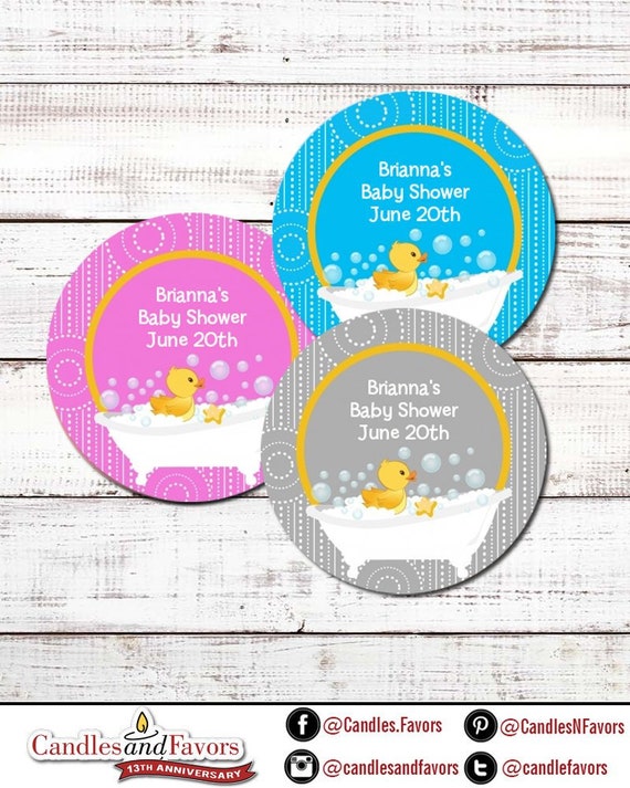 Duck Personalized Round Baby Shower Sticker Labels - Rubber Ducky ...