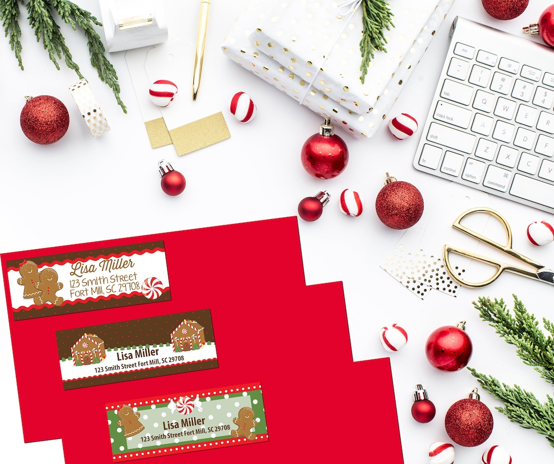 Gingerbread Return Address Labels | Holiday Return Address Sticker ...