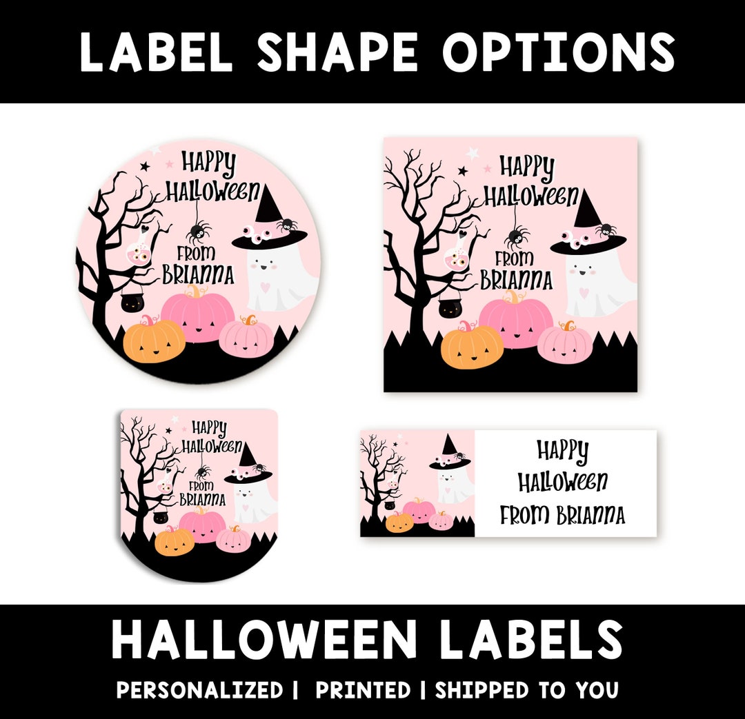 Pink Ghost Personalized Halloween Sticker |custom Halloween Stickers ...