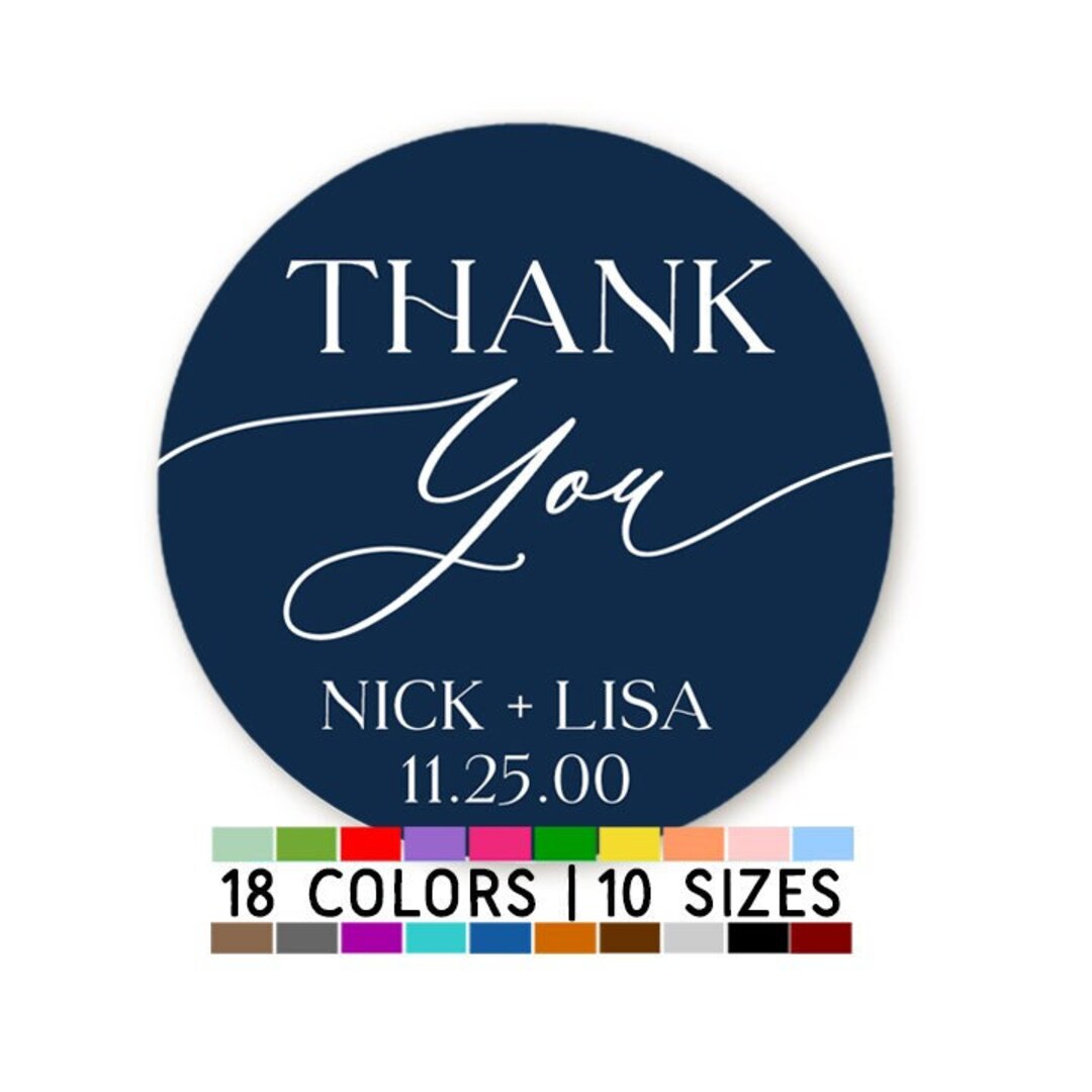 Thank You Wedding Favor Stickers, Personalized Thank You Stickers ...