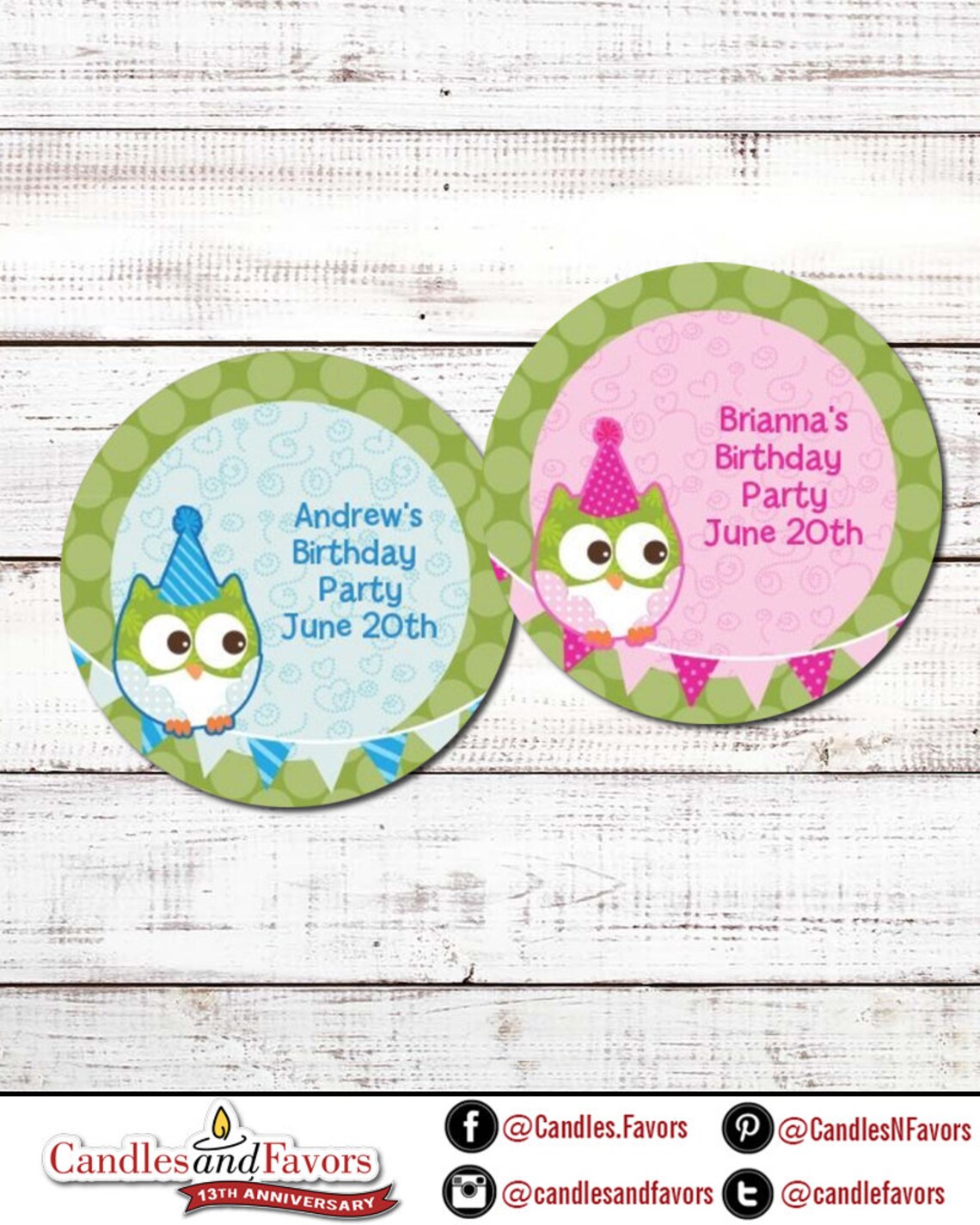 Owl Birthday Girl Birthday Party Custom Favor Tags Set of | Etsy