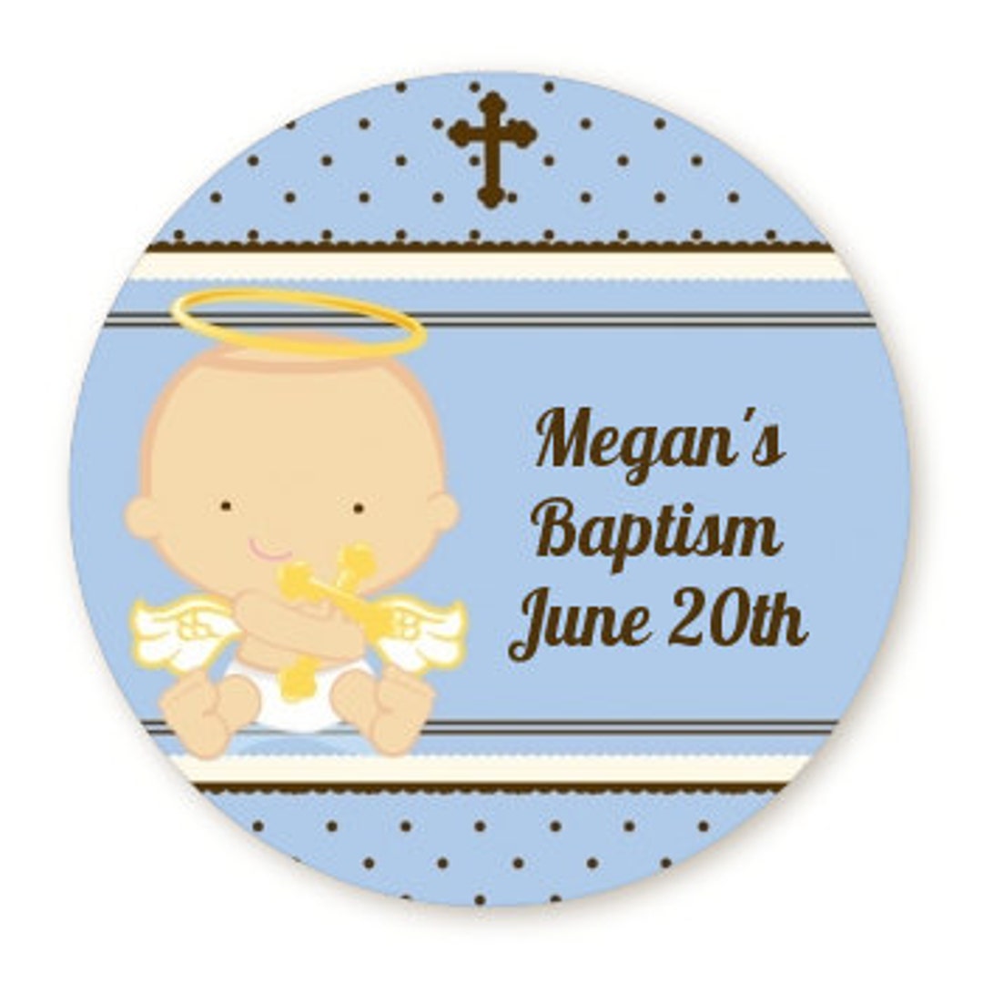 Angel Baby Boy With Cross Personalized Circle Round Baptism ...