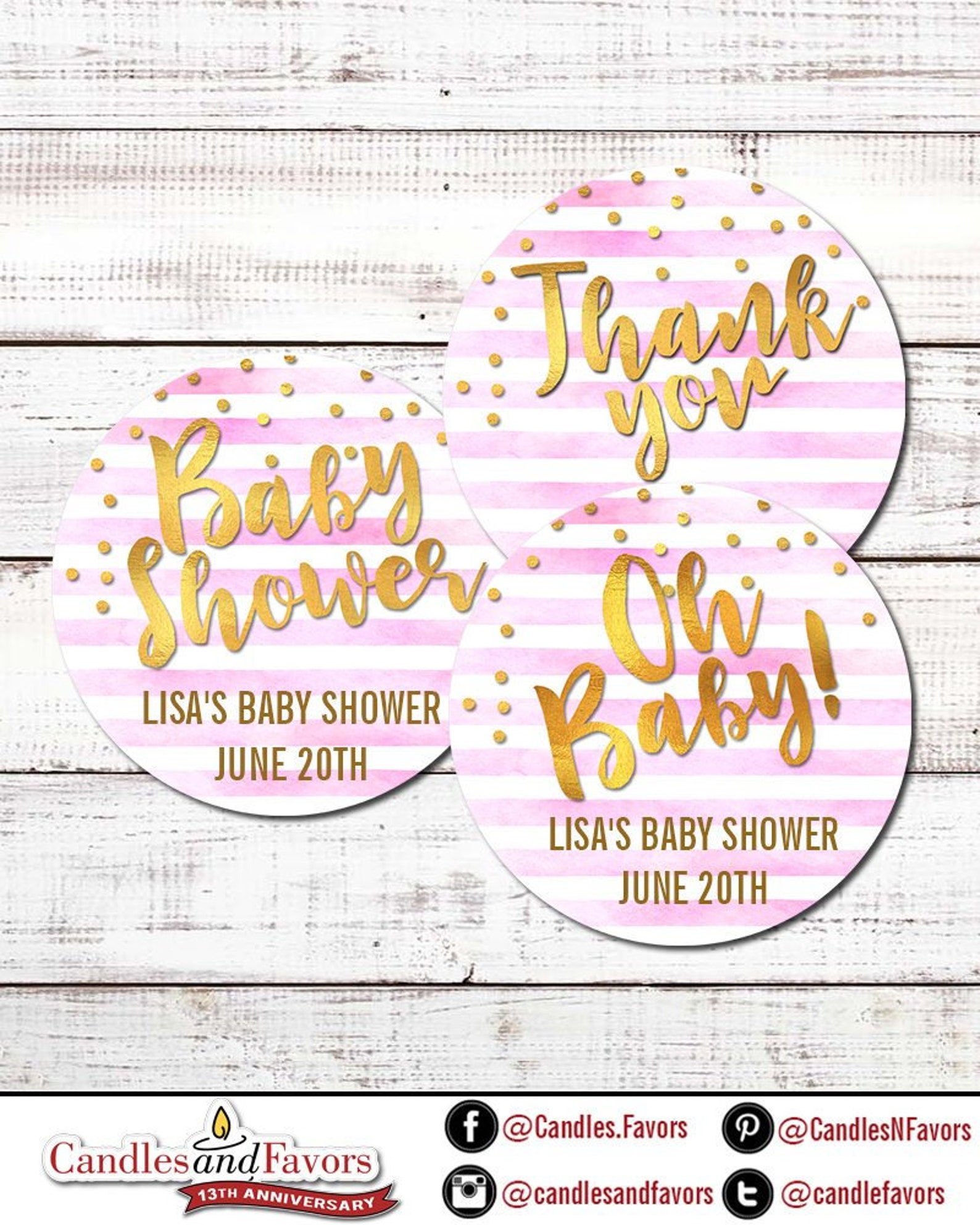 Oh Baby Pink Personalized Round Baby Shower Sticker Labels | Etsy