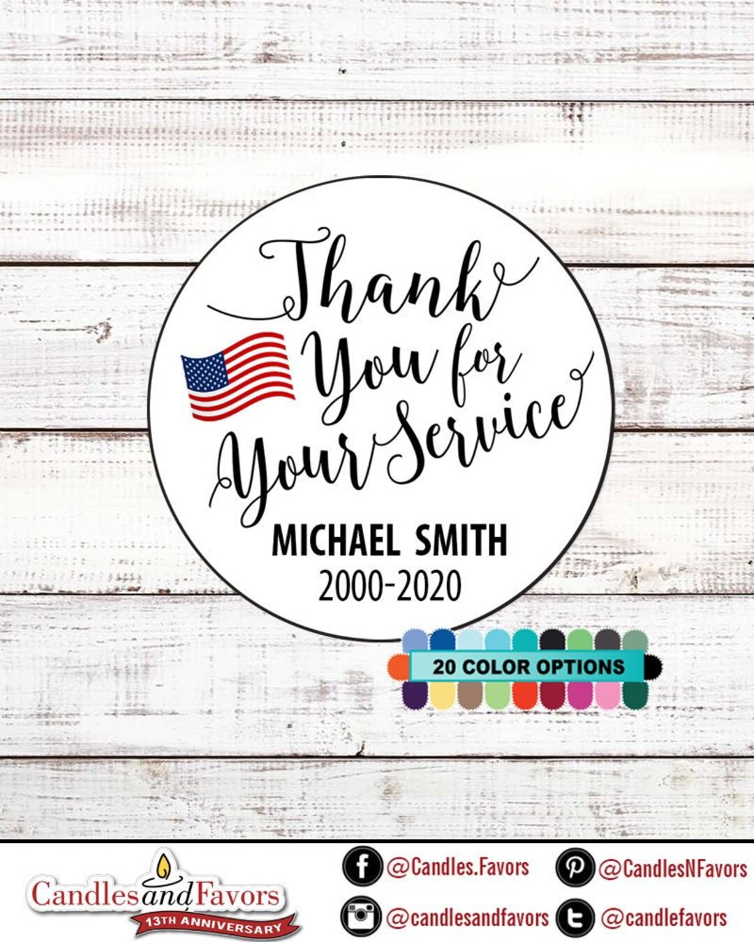 Thank You for Your Service Personalized Round Sticker Labels - Etsy