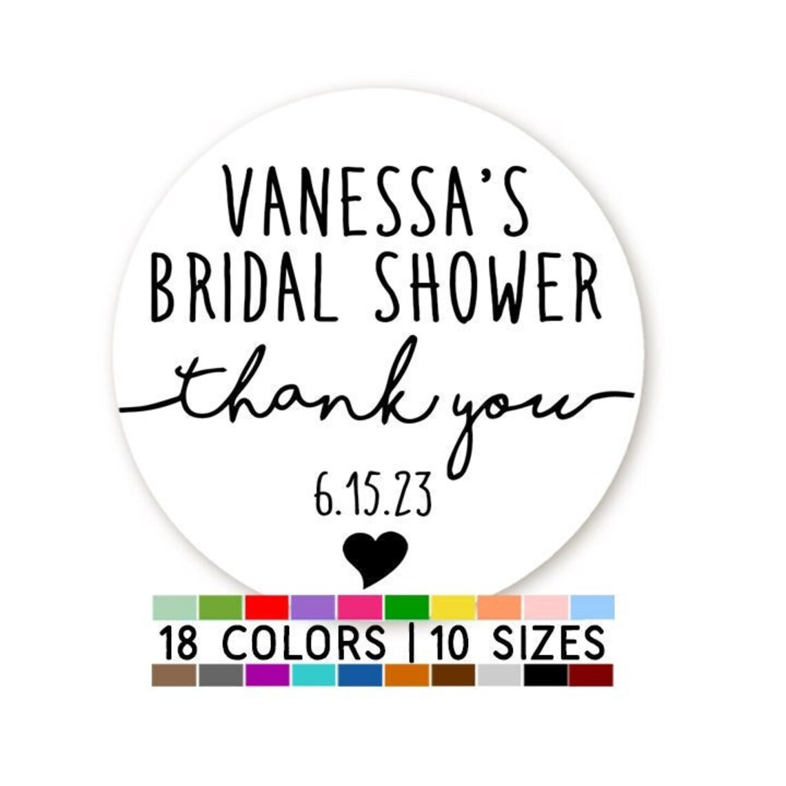 Thank You Bridal Shower Stickers, Thank You Stickers, Wedding Favor ...