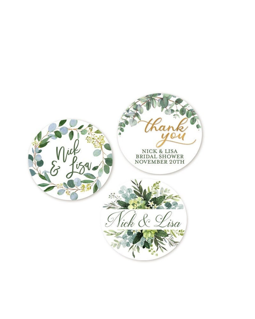 Greenery Bridal Shower Stickers, Wedding Favor Shower Favor Eucalyptus ...