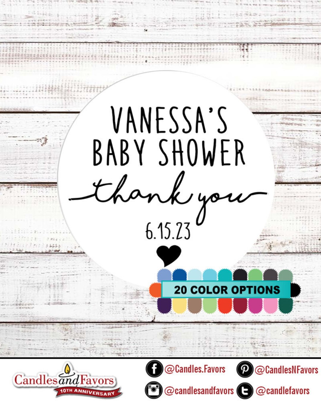 Thank You Personalized Round Baby Shower Sticker Labels Thank You Baby ...