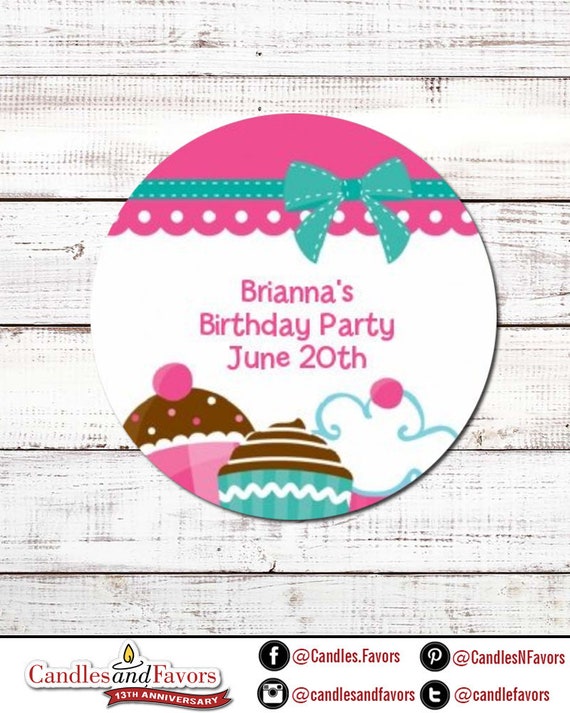 Cupcakes - Personalized Round Birthday Party Sticker Labels - by ...