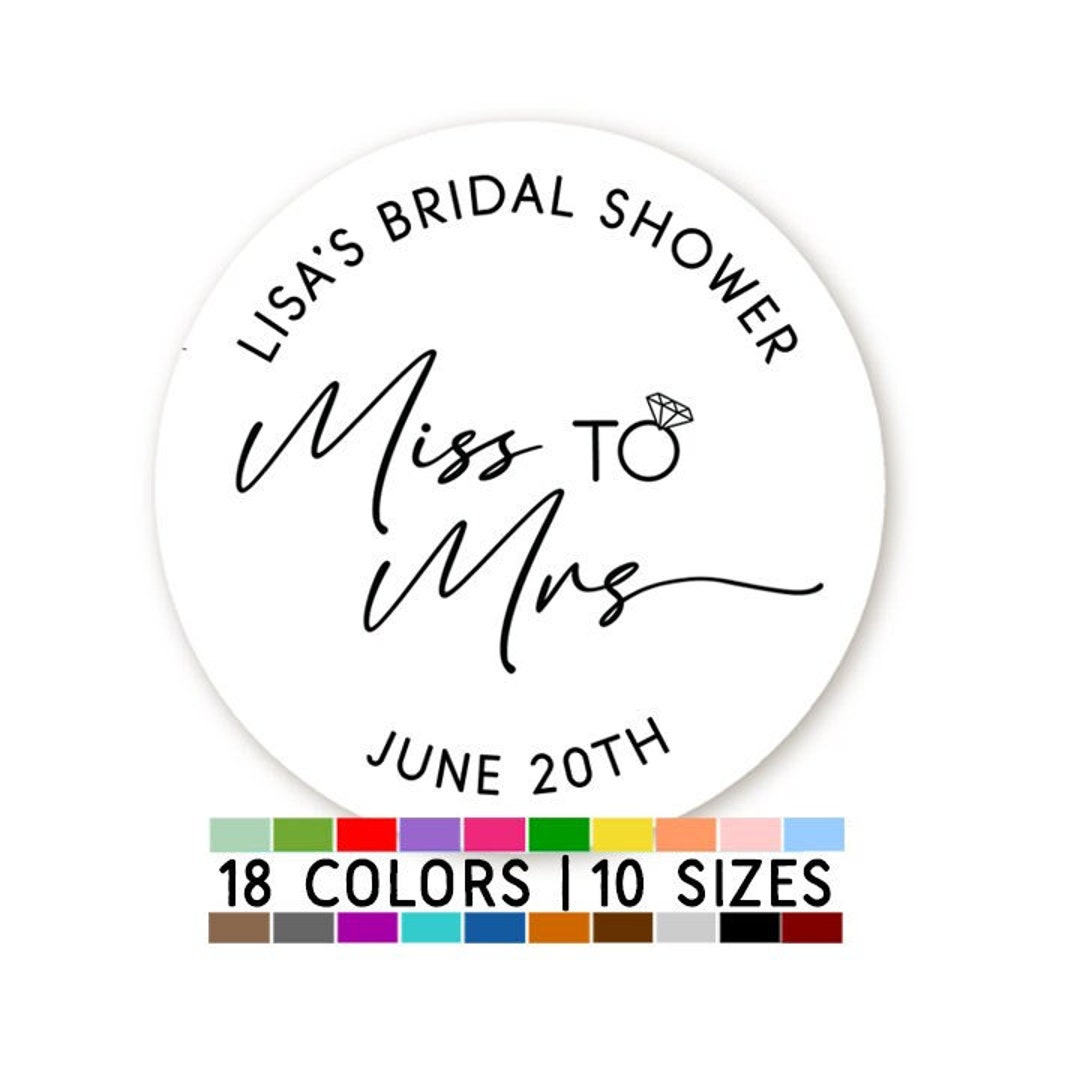 Miss to Mrs Sticker, Personalized Bridal Shower Sticker, Bridal Shower ...
