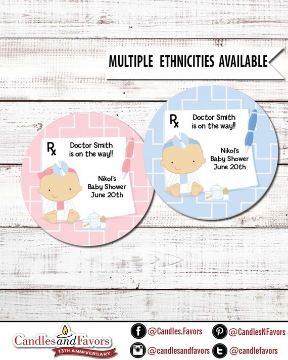Doctor On The Way - Personalized Round Baby Shower Sticker Labels ...