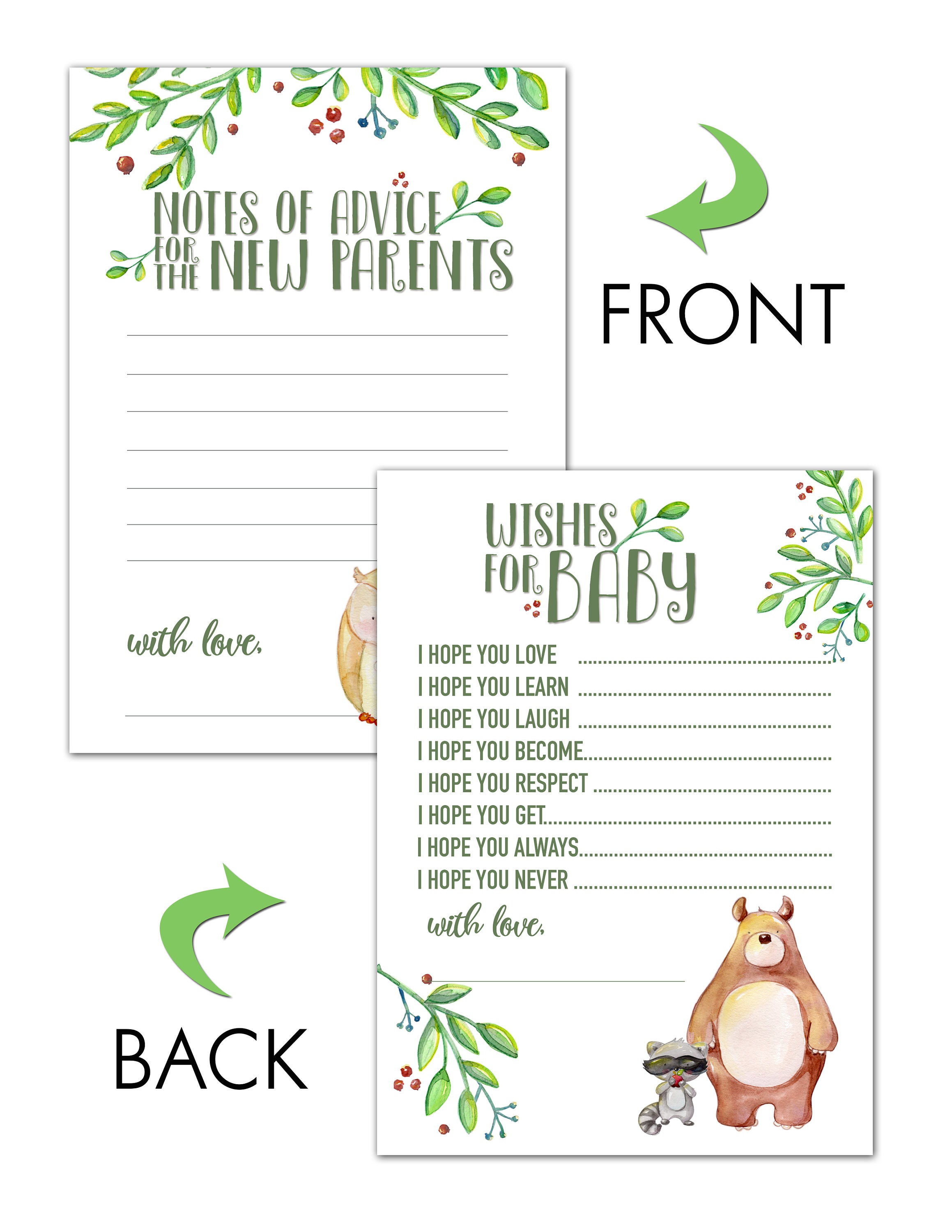 Woodland Animals Baby Shower Game 40 Cards Baby Shower - Etsy