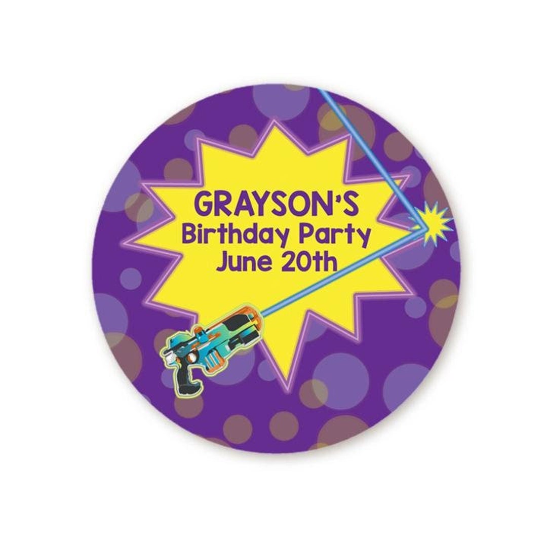 Laser Tag Birthday Party Favor Stickers, Happy Birthday Labels, Custom ...