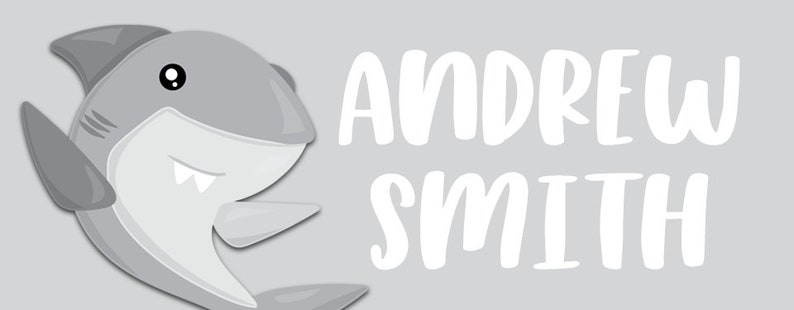 Shark Name Labels, Name Tag Stickers, Waterproof Labels for Kids ...