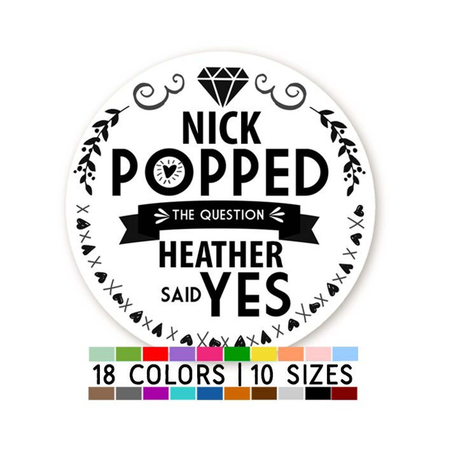 Personalized Bridal Shower Stickers: He Popped the Question, She Said ...