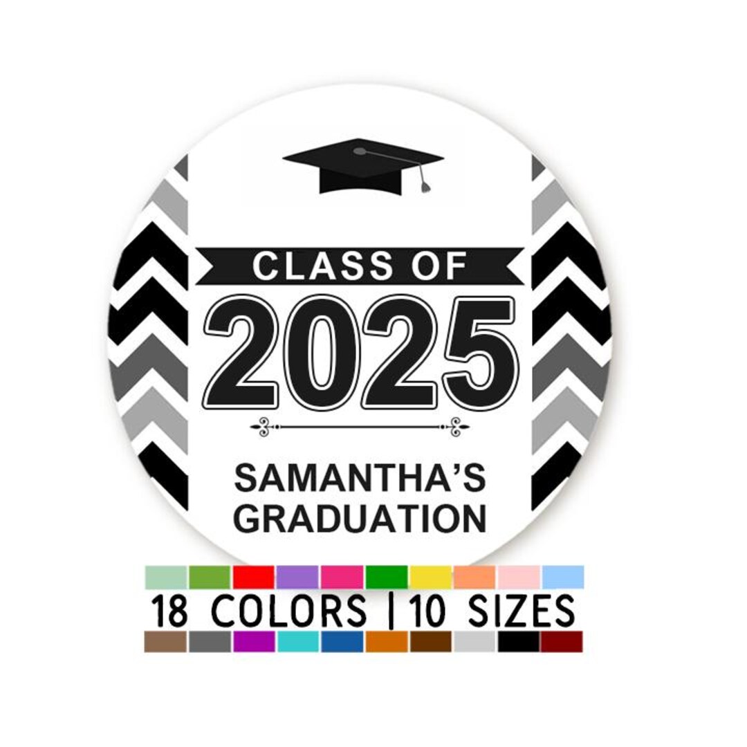 Personalized Graduation Stickers, Custom Graduation Party Favor Round ...