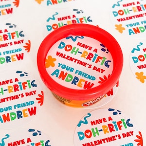 DOH Valentines Day Stickers - Personalized DOH-RRIFIC Valentine Round ...