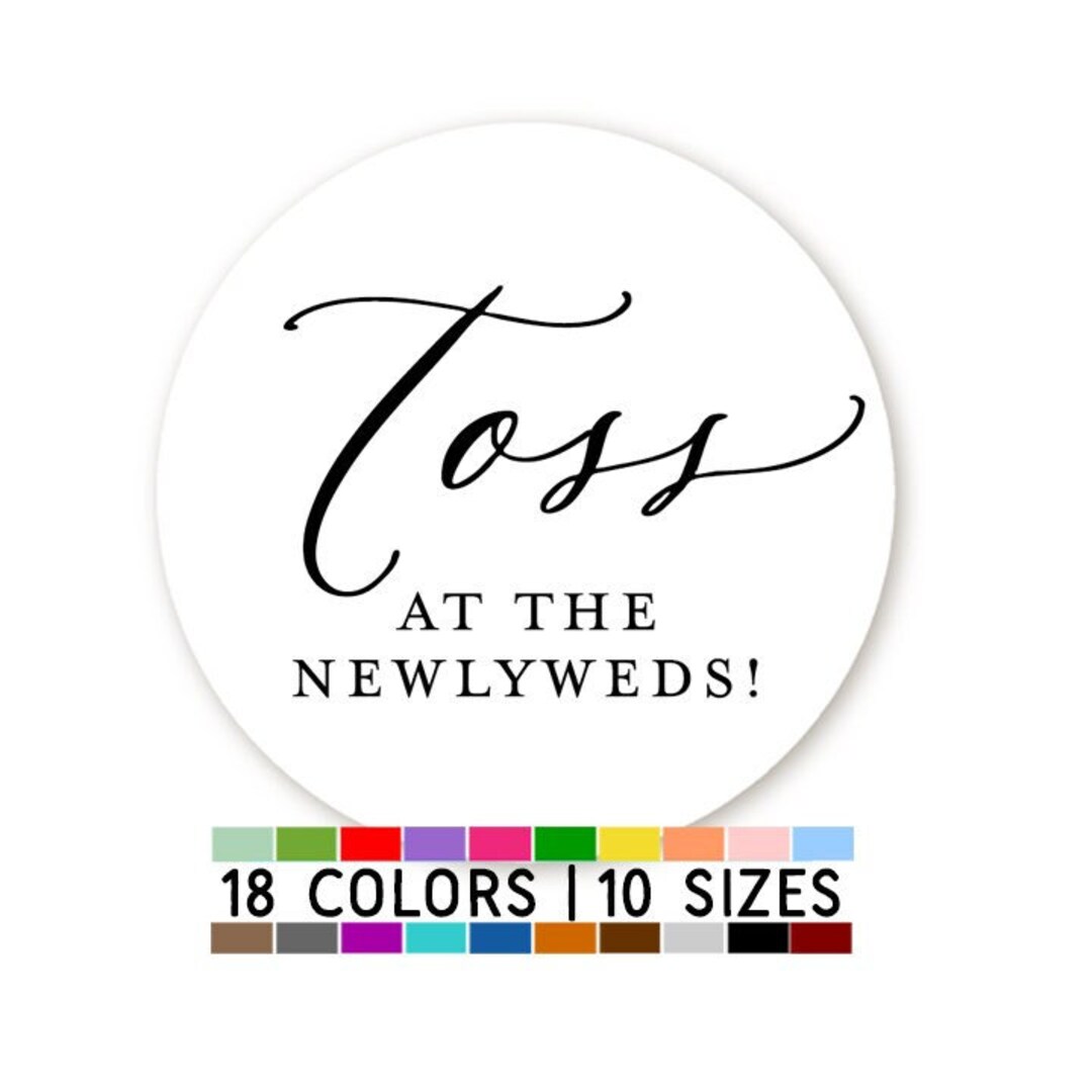 Toss at the Newlyweds Sticker, Wedding Petal Confetti Favor Bag Cone ...