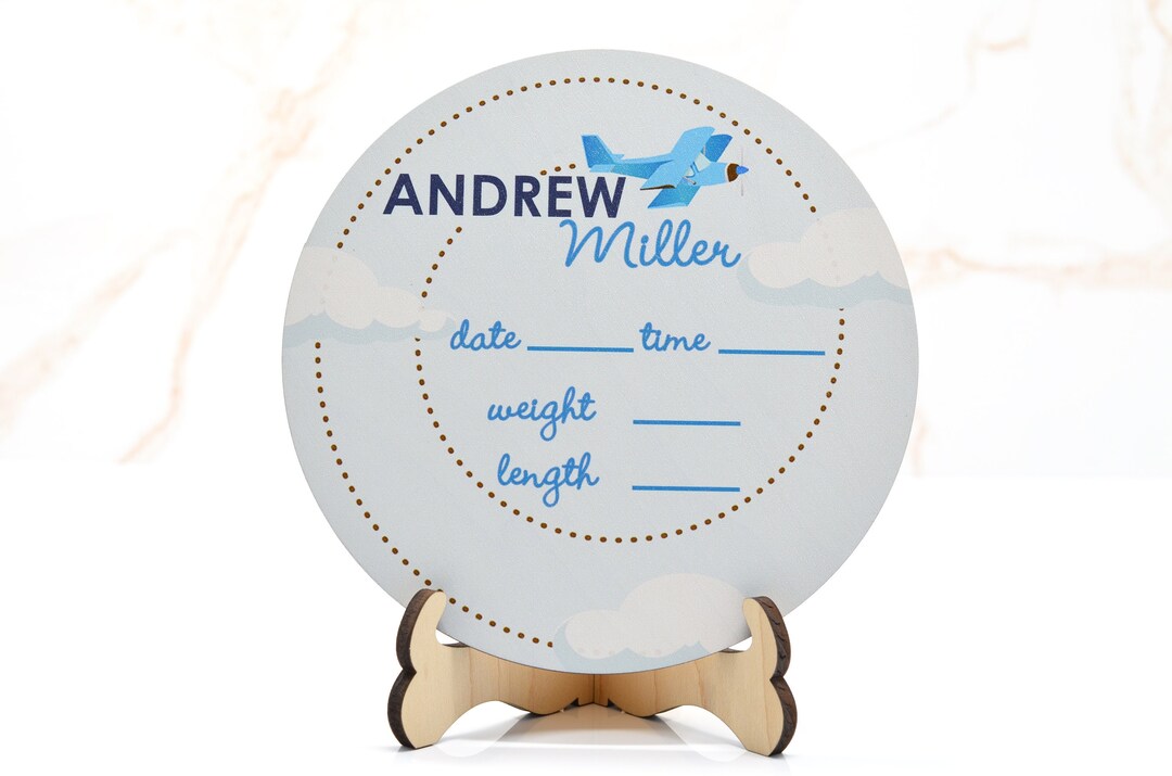 Airplane Birth Announcement Sign for Hospital, Personalized Baby Sign ...
