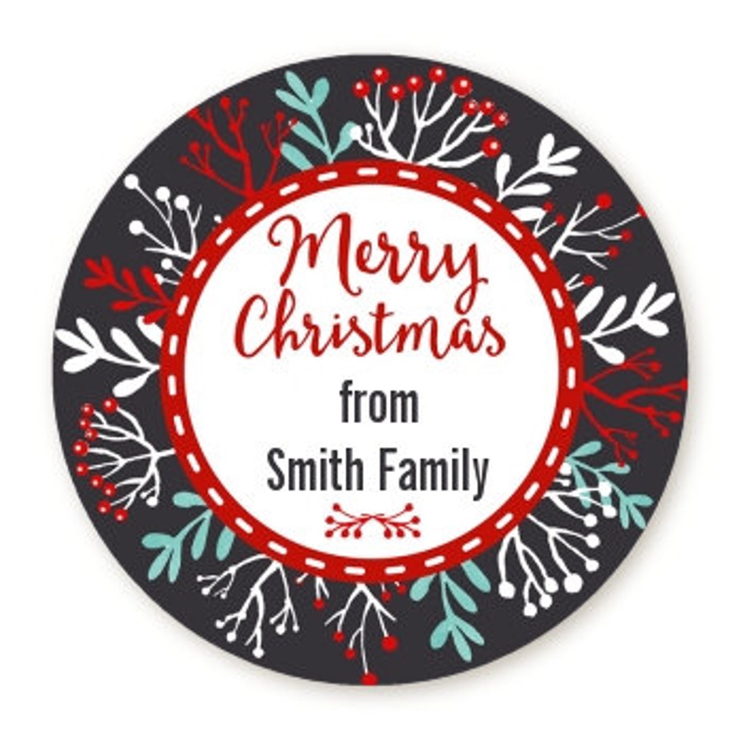Holly Berries Personalized Round Christmas Sticker Labels Holly Berrie ...