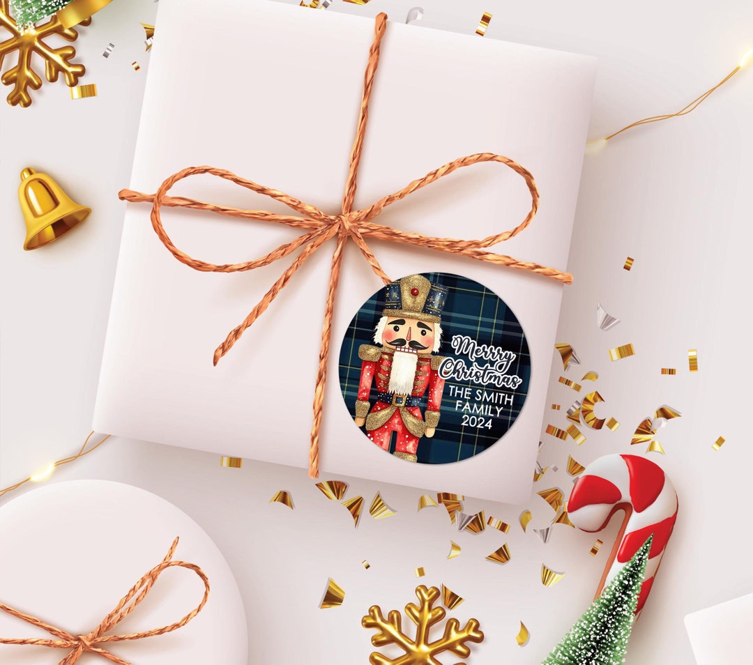 Christmas Stickers - Nutcracker Plaid Gift Labels, Personalized Happy ...