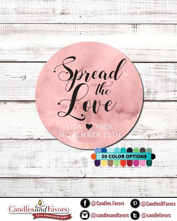 Spread the Love - Personalized Round Bridal Shower Sticker Labels ...