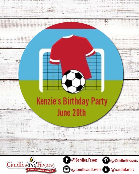 Soccer Ball and Jersey - Personalized Round Birthday Party Sticker ...