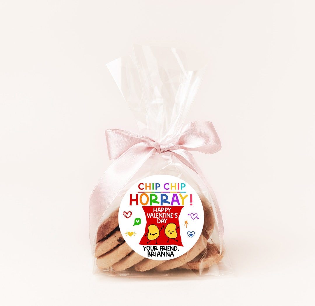 Chip Chip Hooray Valentines Day Stickers - Personalized Valentine Round ...