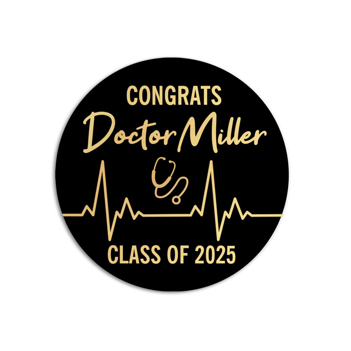 Graduation Favor Stickers Phd Degree Black & Gold Foil | Doctoral Grad ...