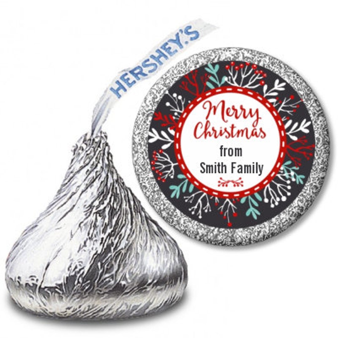Holly Berries Personalized Christmas Personalized Hershey Kiss Stickers ...