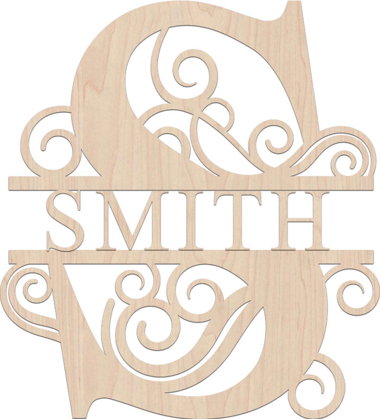 Last Name Monogram, Maple Wood Monogram, Letter Monogram Door Hanger ...