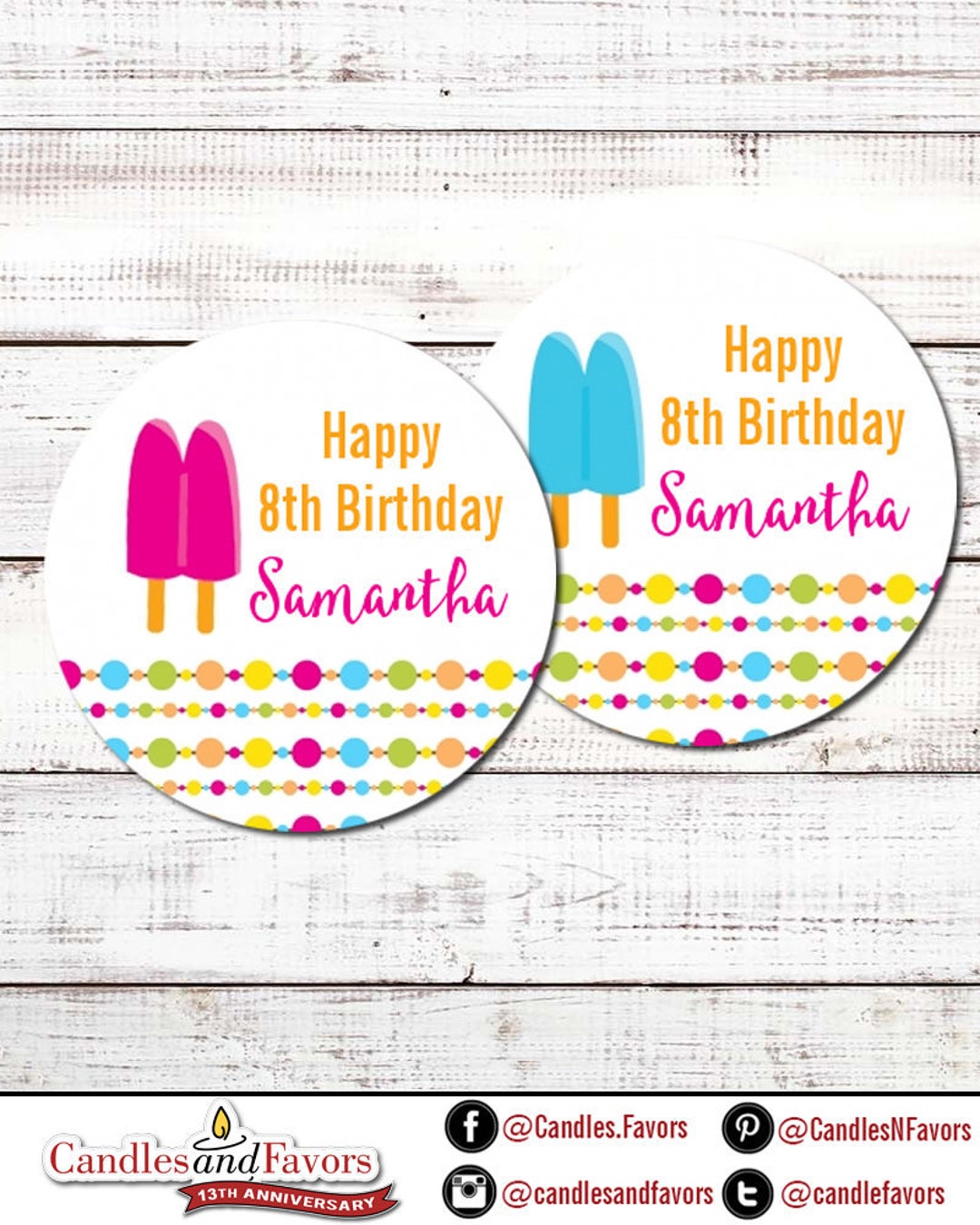 Popsicle Party Personalized Round Birthday Party Sticker Labels - Etsy