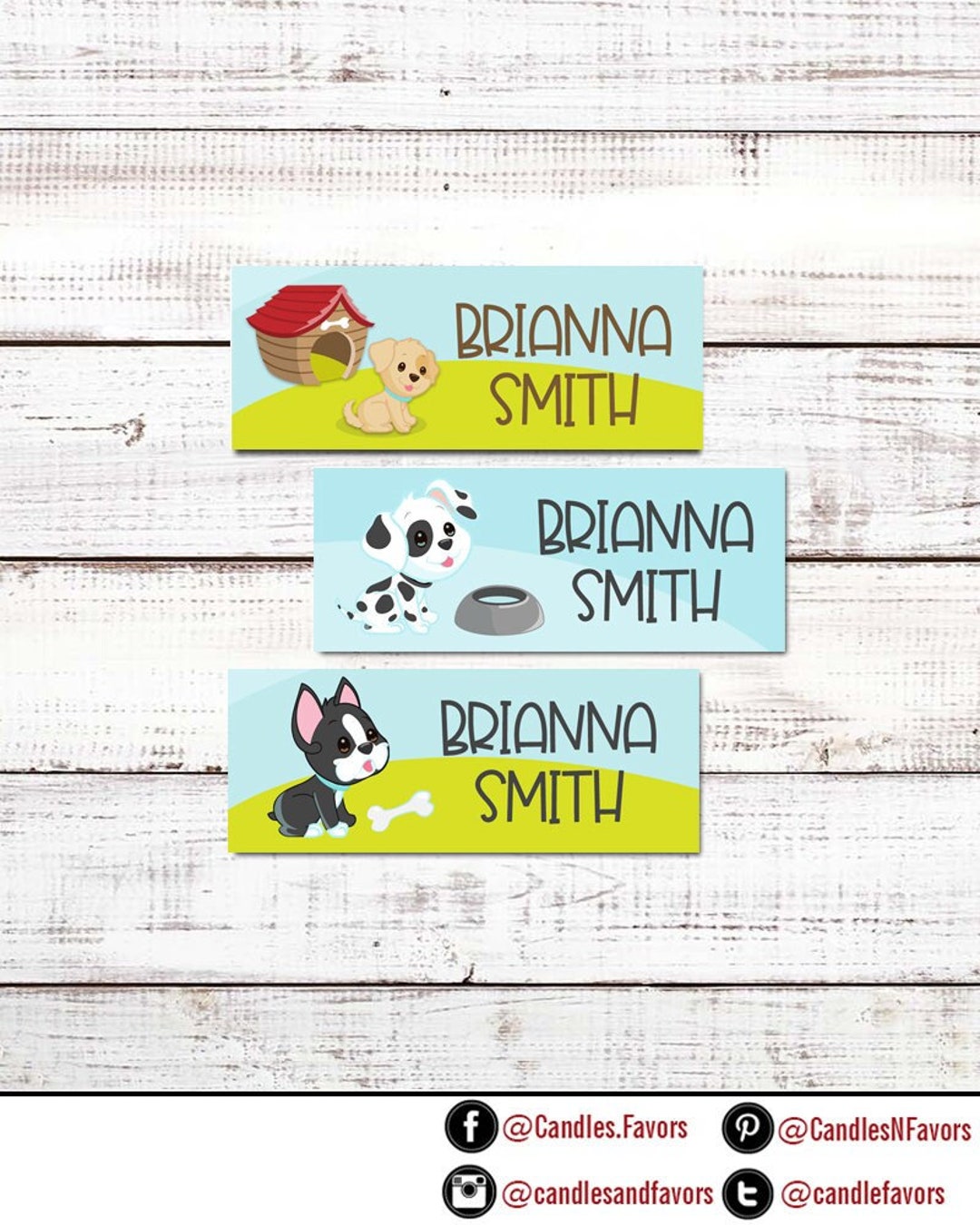 Puppy Dog Name Labels, Name Tag Stickers, Waterproof Labels for Kids ...