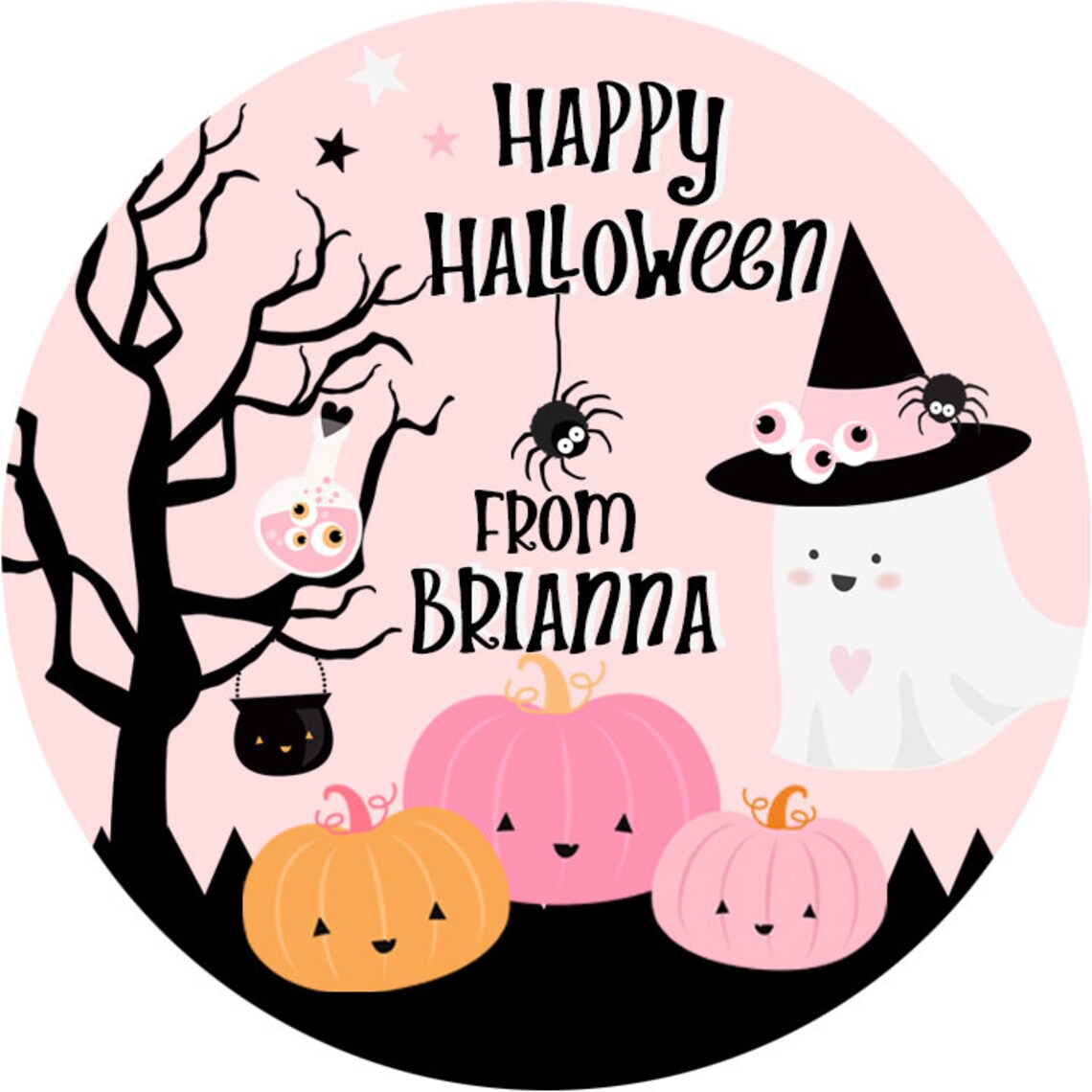 Pink Ghost Personalized Halloween Sticker |custom Halloween Stickers ...