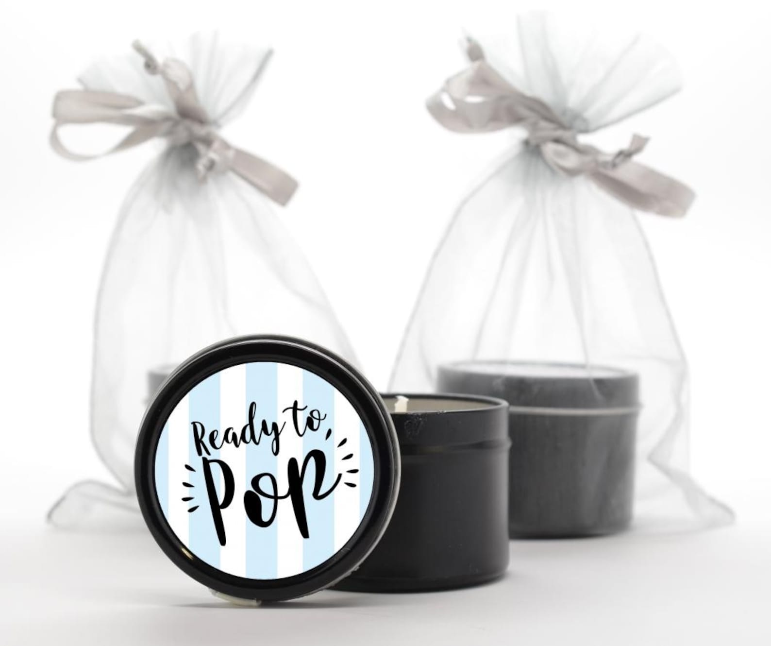 Ready to Pop Blue Popcorn Stickers for Baby Shower, Thank You Stickers ...