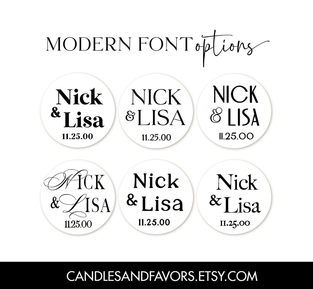 Wedding Couple Name Date Sticker, Personalized Modern Script Wedding ...