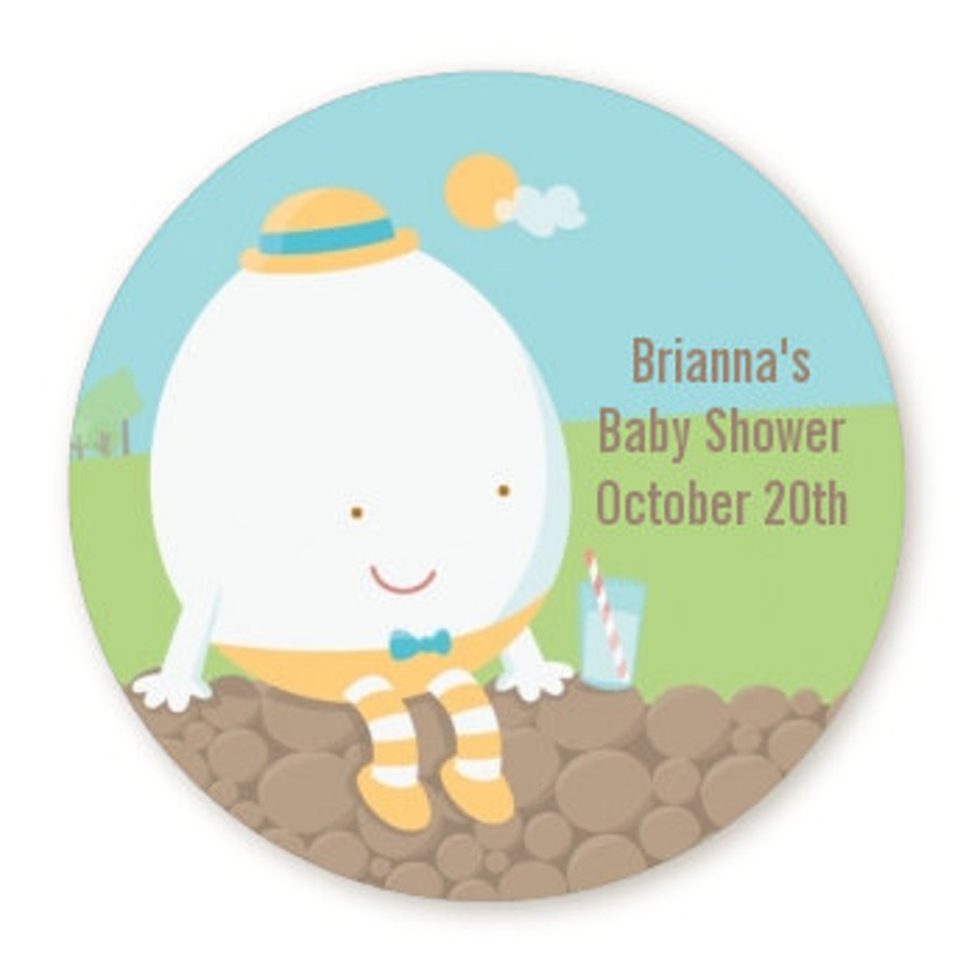 Humpty Dumpty Personalized Round Baby Shower Sticker Labels Humpty ...