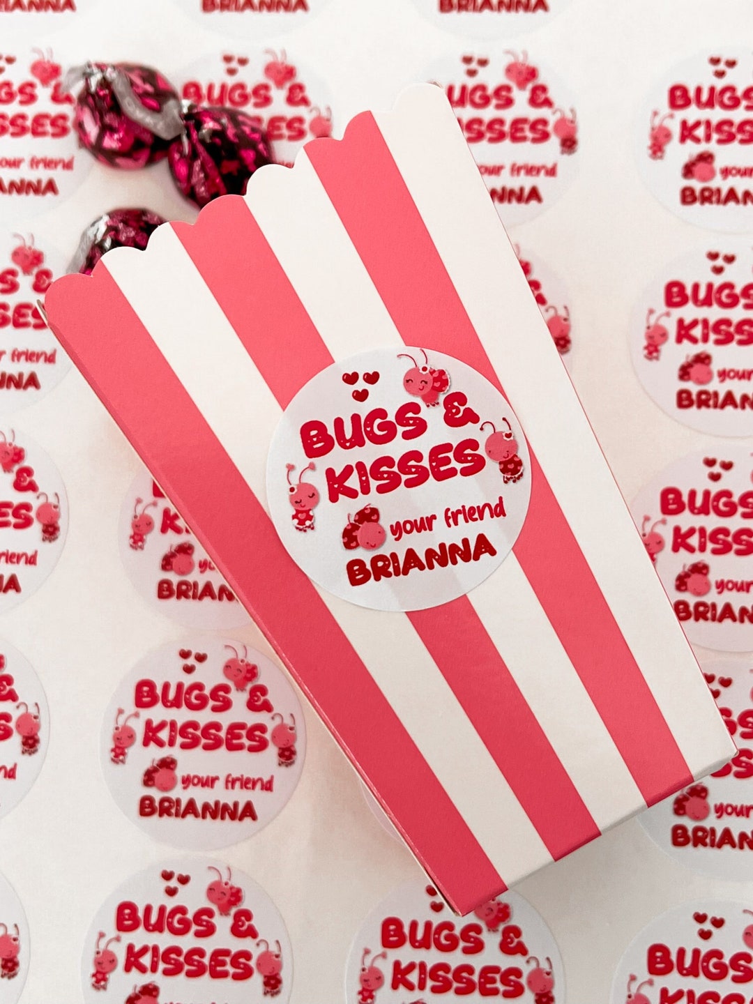 Bugs & Kisses Valentines Day Stickers - Personalized Love Bug Valentine ...