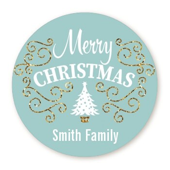 Christmas Tree Personalized Round Christmas Sticker Labels - Etsy