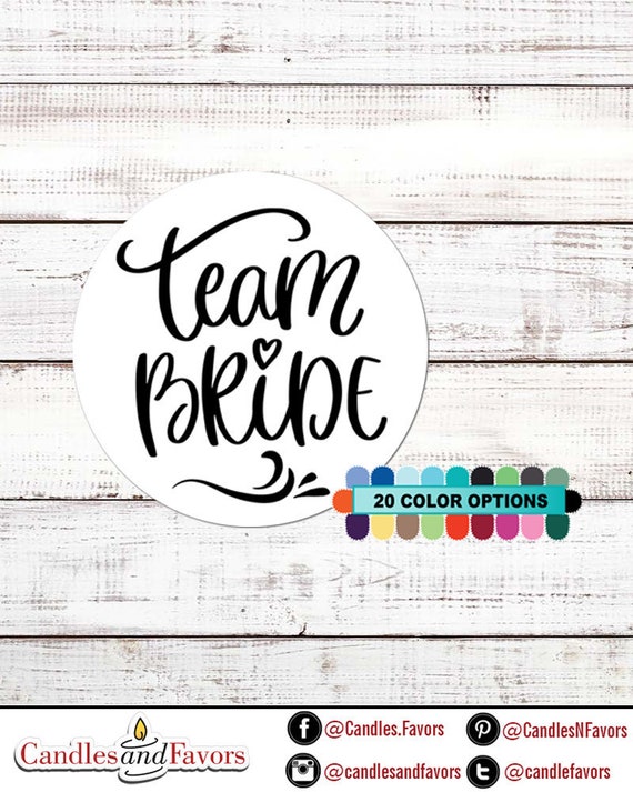 Team Bride Round Bridal Shower Party Sticker Labels - Team Bride Labels ...